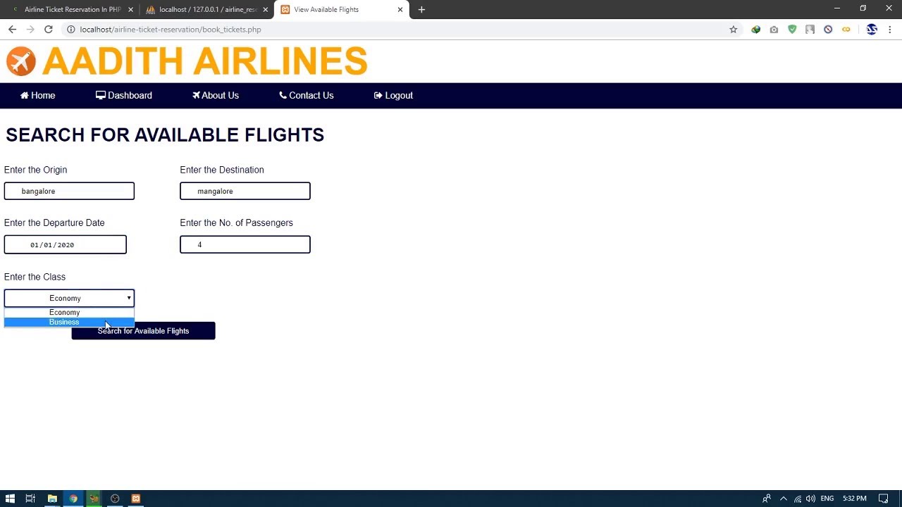 AIRLINE TICKET RESERVATION IN PHP | Source Code & Projects