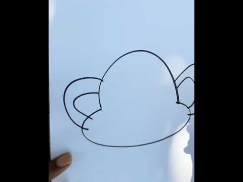1 min art for kids...cartoon monkey face drawing...
