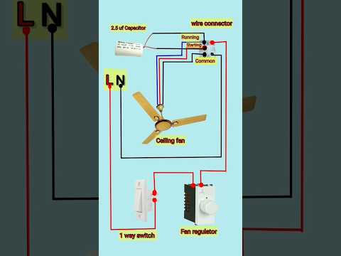 Ceiling fan 3 wire connection || Electric fan wiring diagram || #shorts #shortfeed #shortsvideo