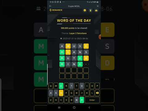 Word of the day Binance today | Theme: Layer 2 Solutions | 5 Letters Word | WODL | WOTD | 4th August
