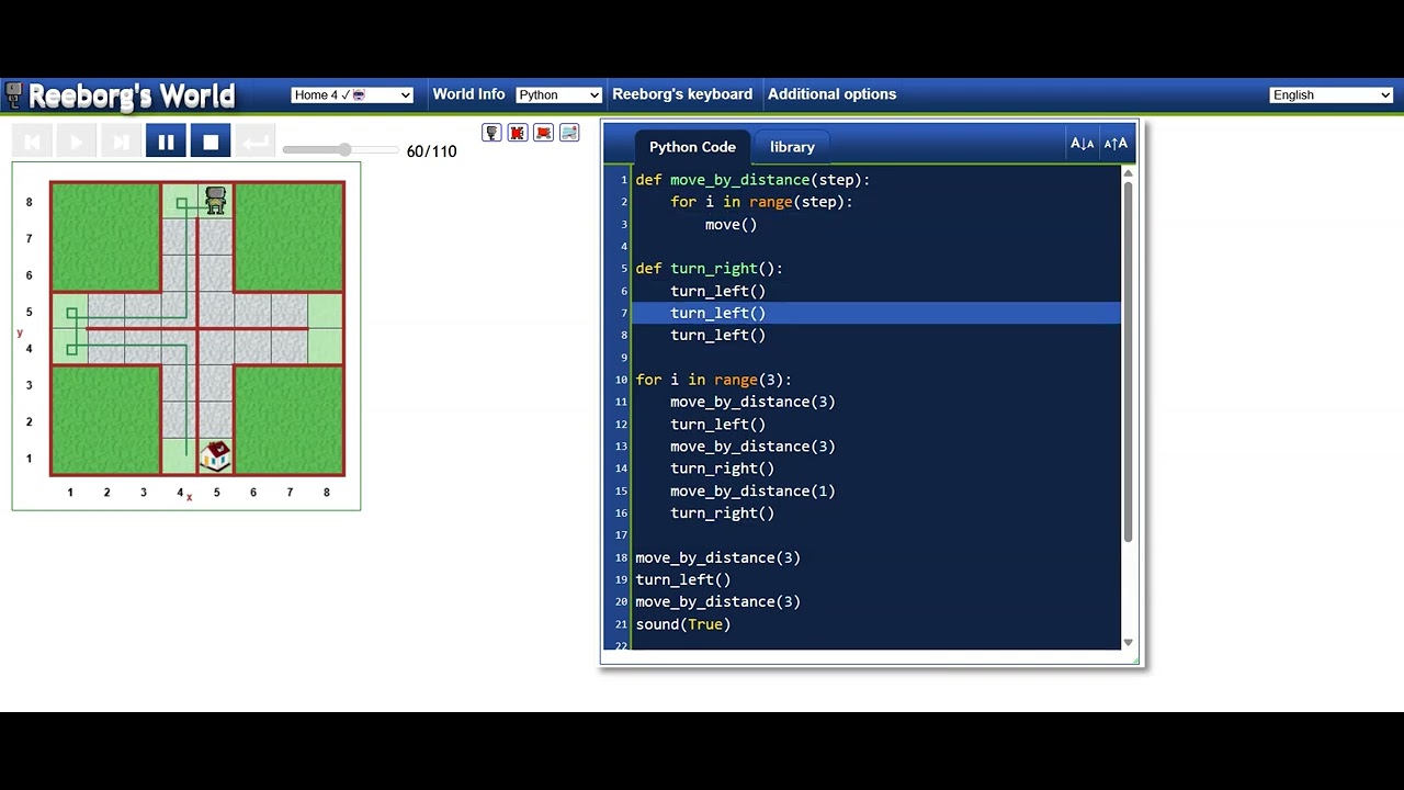 Reeborg’s World Home-4 Solution | Python Tutorial
