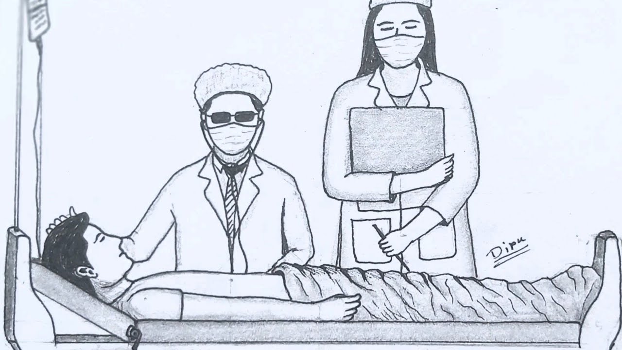 How to Draw Doctor and present treatment scenery // Easy pencil Drawing scenery