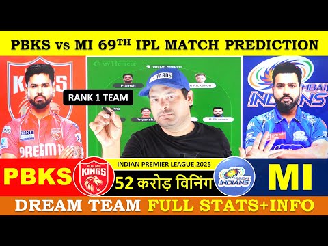 PBKS vs MI Today Match Prediction | Punjab Kings vs Mumbai Indians IPL 2025 69th Match
