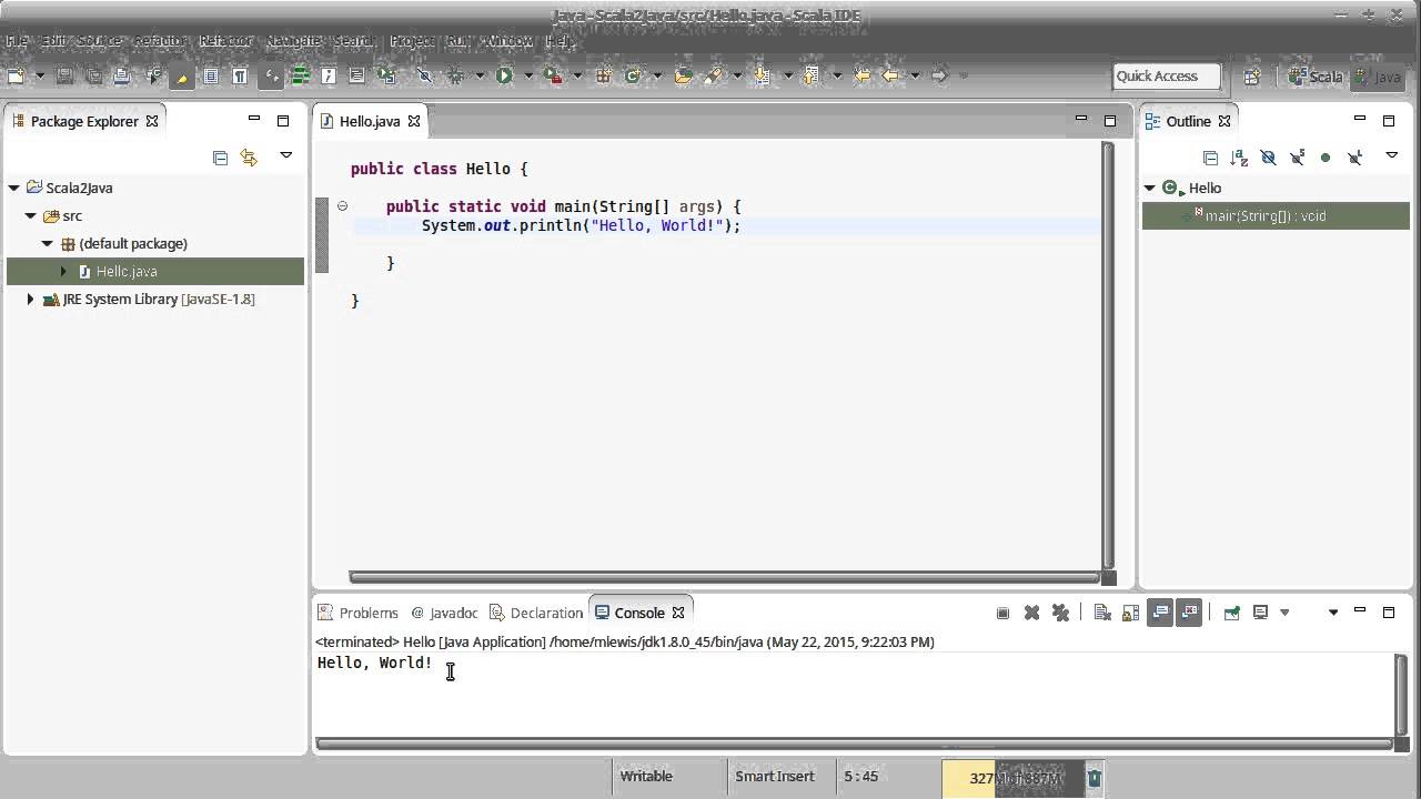 Eclipse and static (Scala to Java)