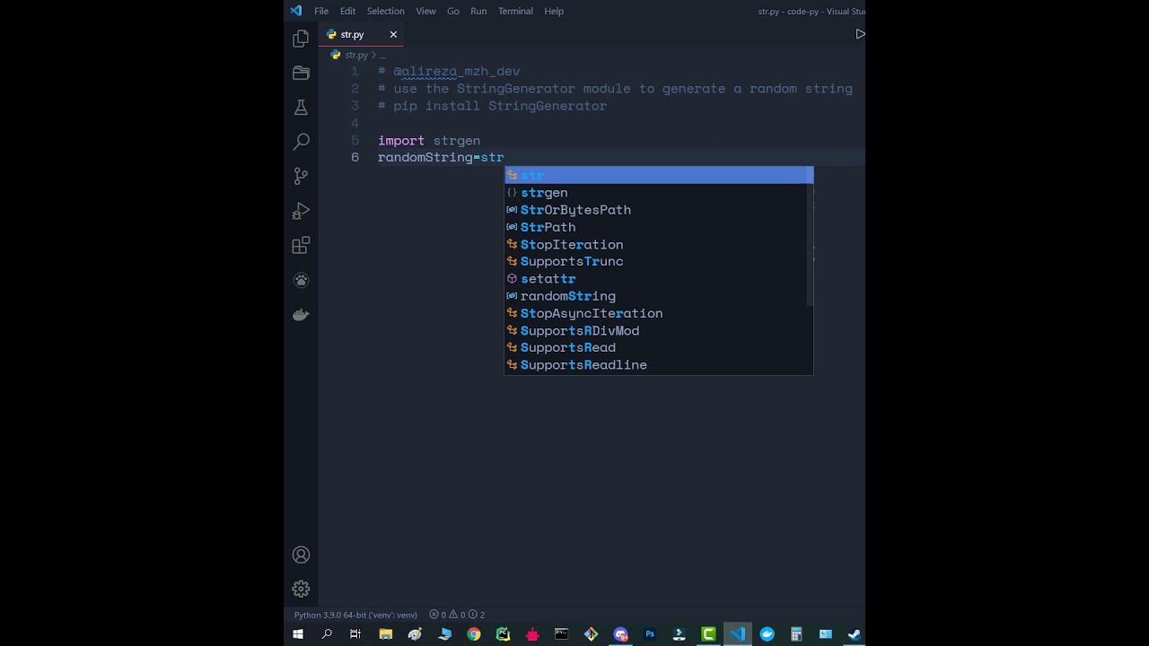 use the python StringGenerato module to generate a random string