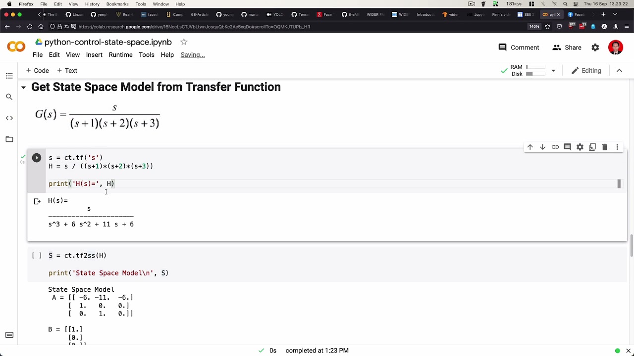 Get State Space Model from Transfer Function in Python with Control Module
