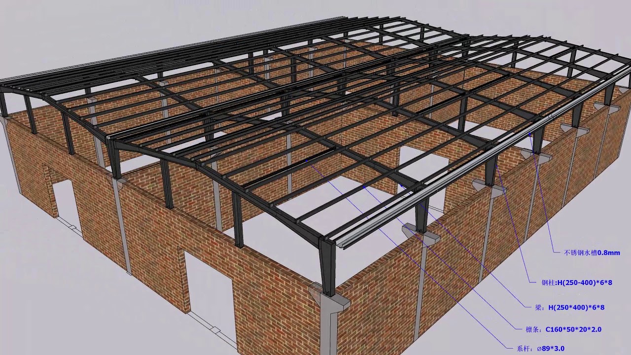 Steel Structure frame combines with bricks wall to make the fast and strong building.