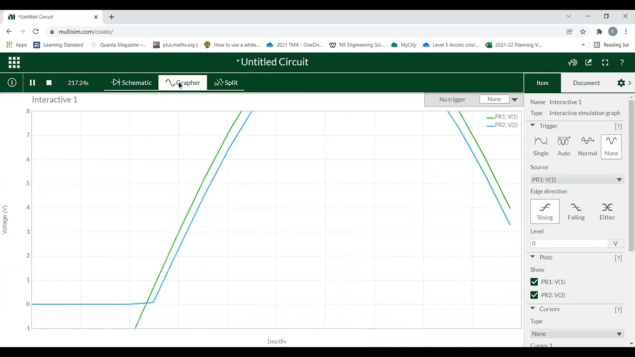 MultiSim Live Half Wave Rectifier Circuit