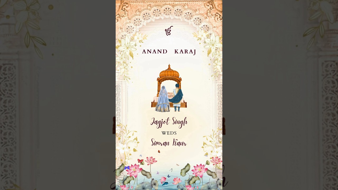 sikh wedding video invitation Canva template WhatsApp: 9953282968