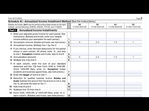 IRS Form 2210 Schedule AI walkthrough