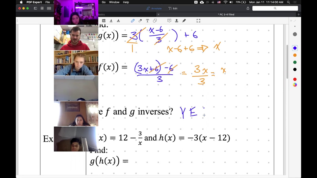 Precalculus notes 3-4 Verify Inverse Functions