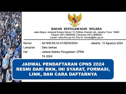 PENTING!! Jadwal Pendaftaran CPNS 2024 Resmi dari BKN, Ini Syarat, Formasi, Link, dan Cara Daftarnya