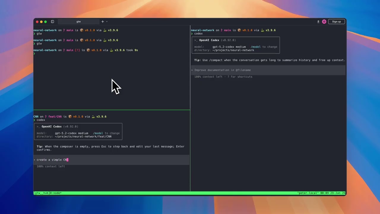 Using Git Worktree Visualizer + Codex