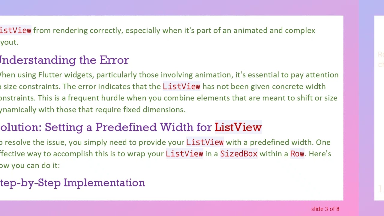 Solving the ListView Issue in Flutter: How to Use AnimatedPositioned in a Stack