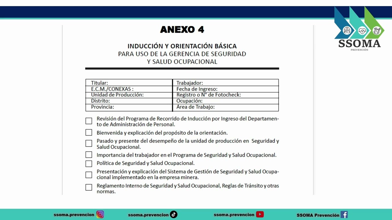 Inducción General - Anexo 4 del DS 024 - 2016 EM