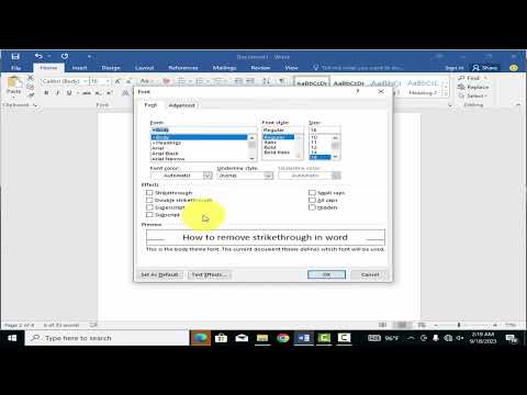 How to remove strikethrough in word