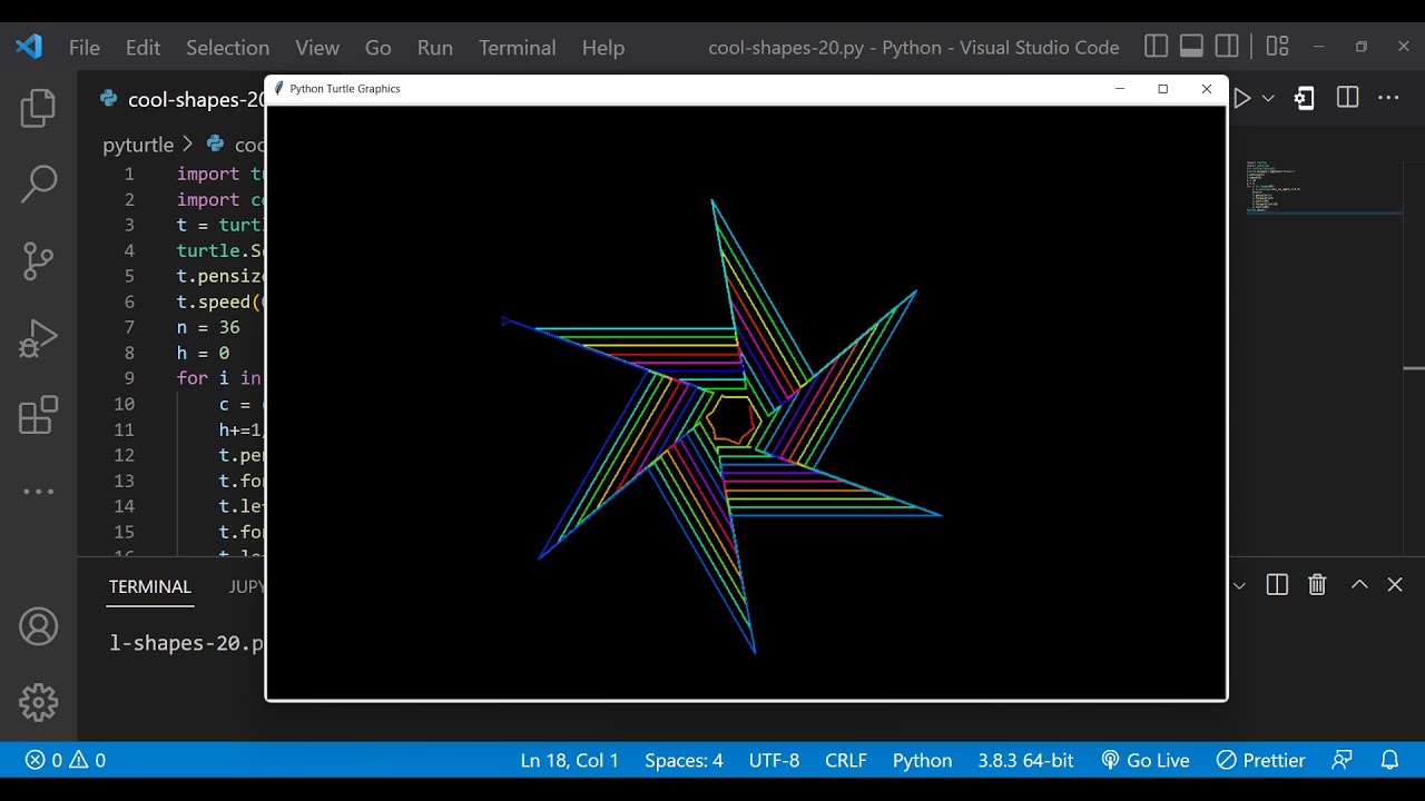 Python Turtle Graphics - 30 | Cool Shape Drawing | Python Turtle Coding Video | Learnonpy |