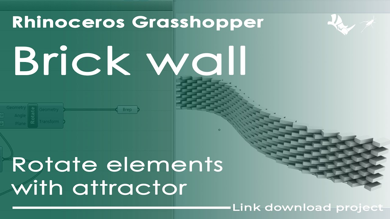 Brick wall \ Rotate elements with attractor \ Grasshopper