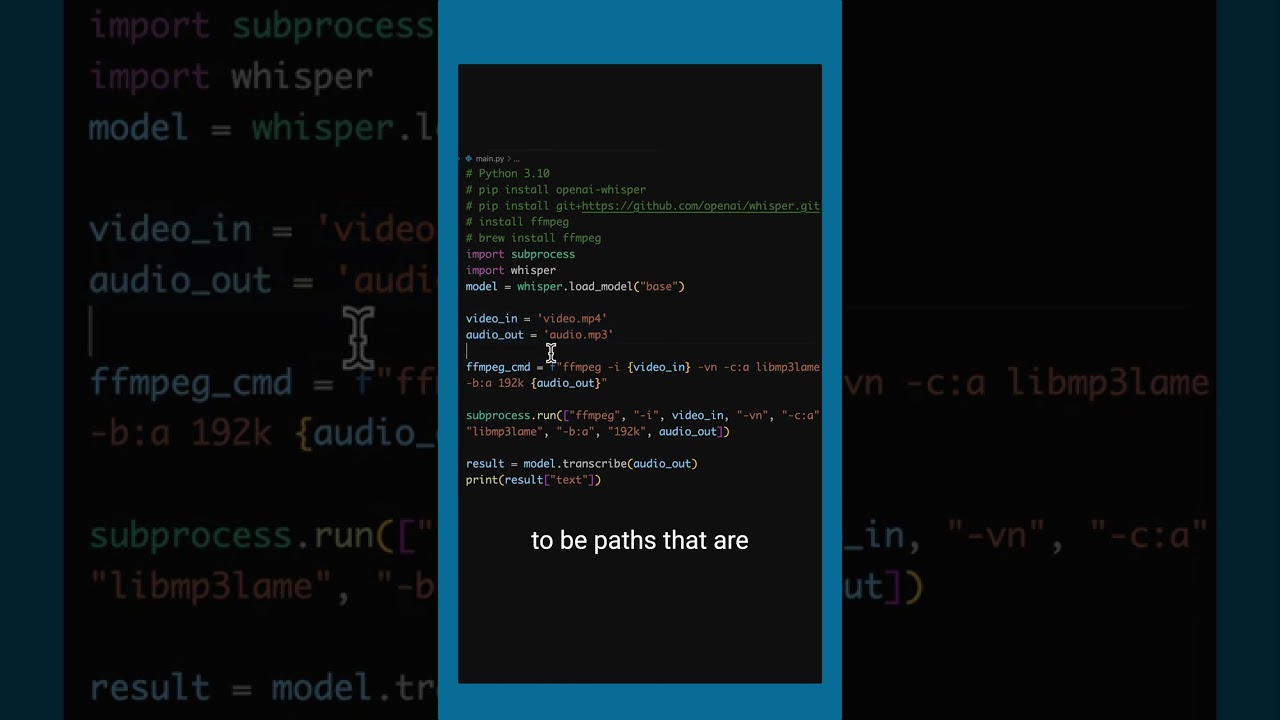 Transcribe Videos wit Python, OpenAI Whisper, & ffmpeg