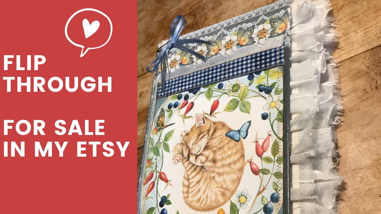 Cats altered book final flip through, junk journal for sale in my Etsy shop