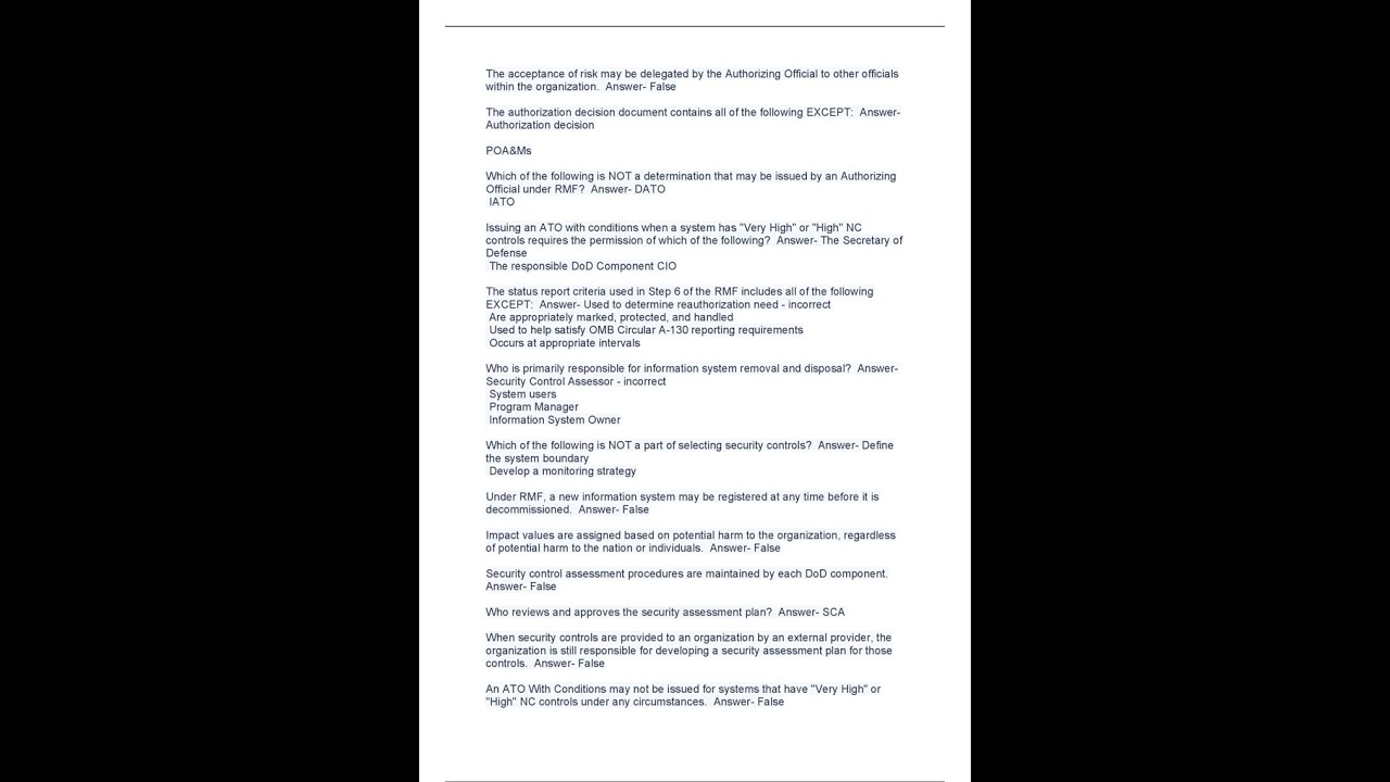 Risk Management Framework Final Exam Study Questions With Correct Answers pdf