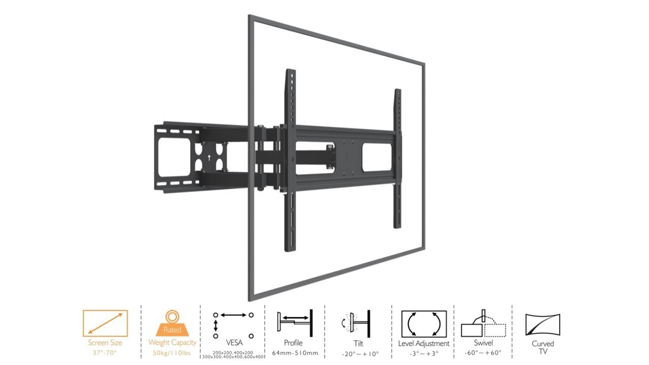 PrimeCables® - Full Motion Articulating TV Wall Mount for 37