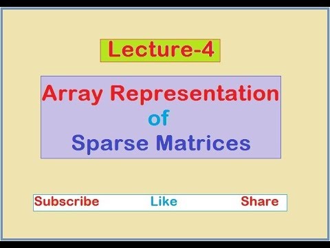 Array Representation of Sparse Matrices | 3-Column Representation in Hindi/English | Lecture-4