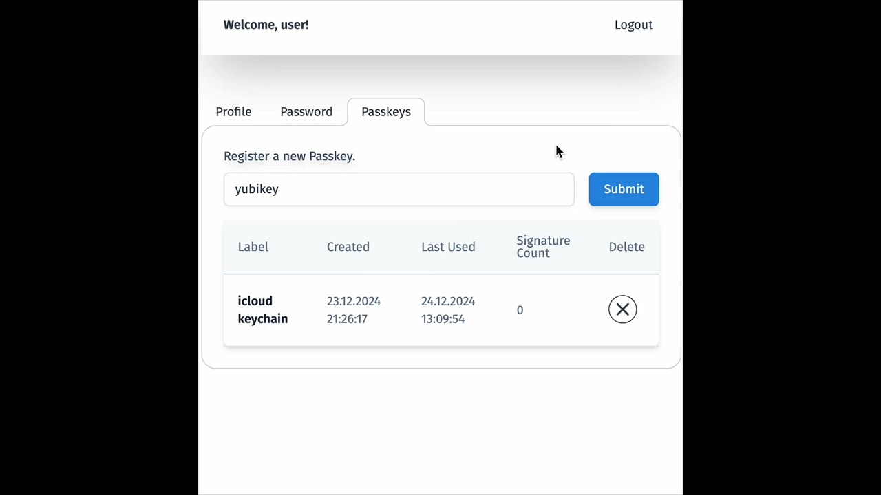 Spring Boot Webauthn Custom Manage Passkeys flow