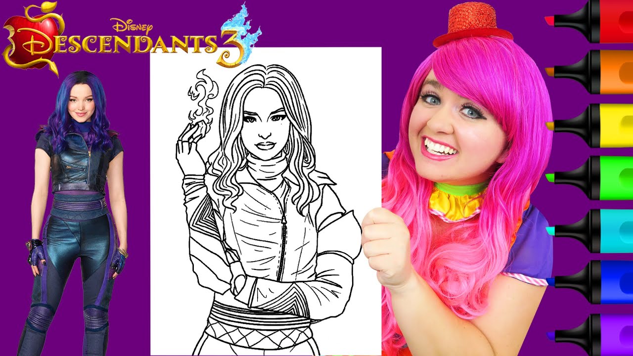 Coloring Mal Descendants 3 Disney Coloring Page Prismacolor Markers | KiMMi THE CLOWN