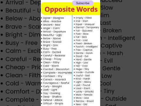 Opposite Words in English | Antonyms And Synonyms Vocabularies |English for Beginners