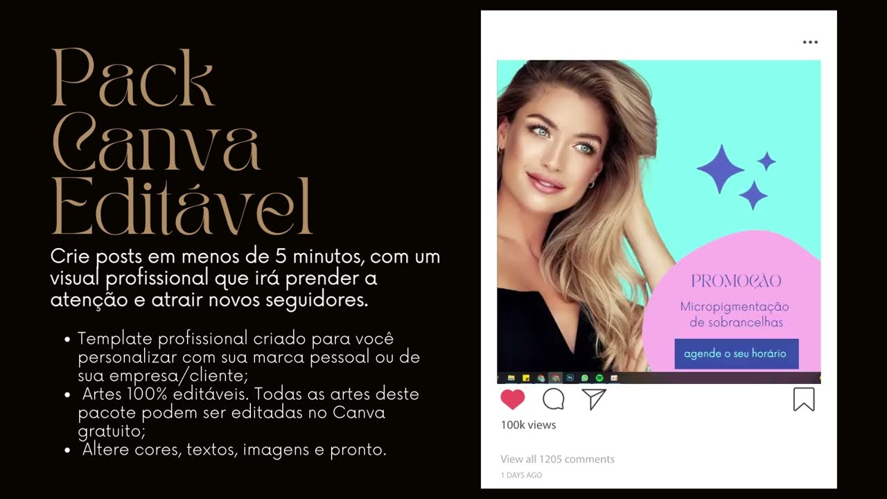 Templates Canva Designer de Sobrancelhas - Canva Templates - Pack Canva Editável #canva