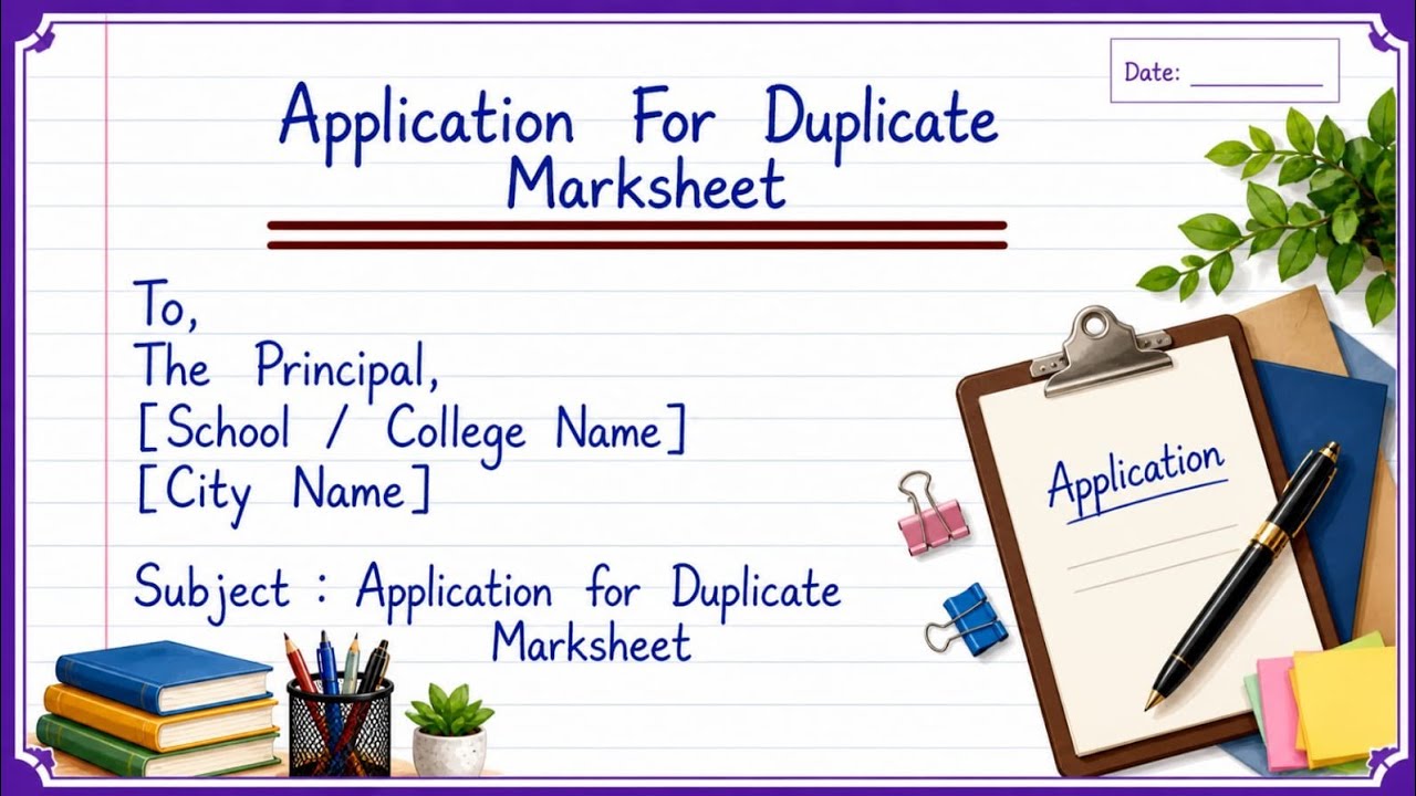 Application For Duplicate Marksheet In English |Application For Duplicate Marksheet | ABMClass 