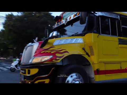 Chicken Buses in Guatemala City (They were once American School Buses)