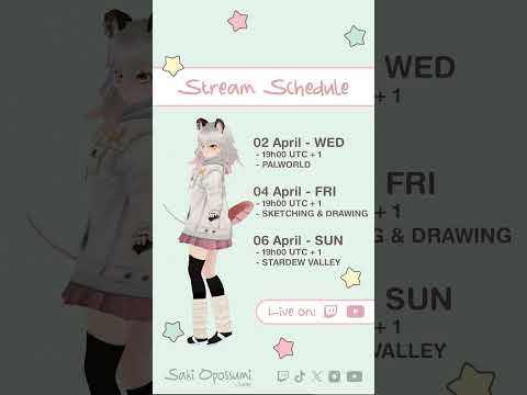 1ST Week April Stream Schedule! Saki Opossumi #vtuber #envtuber #liveonyoutube