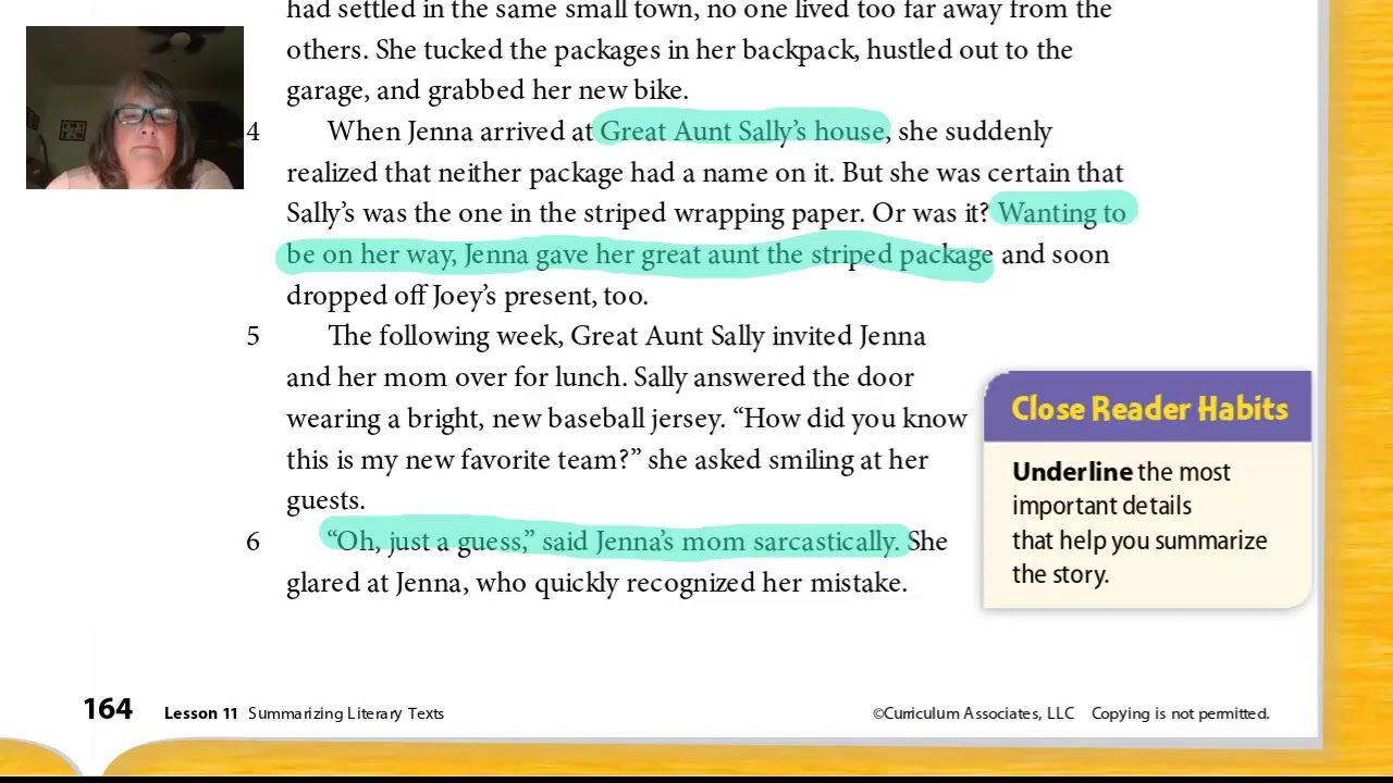 Unit 2, Lesson 11 Summarizing Literary Texts