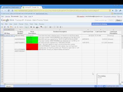 New Zealand Post Tracking API - Google Spreadsheet Example