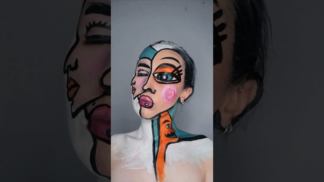 Cubism pin-up makeup #makeuptutorial #makeuptransformation