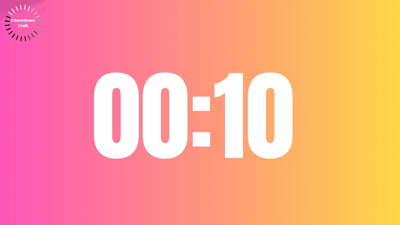 10 Seconds Countdown Timer (in Pink & Yellow Gradient Background)