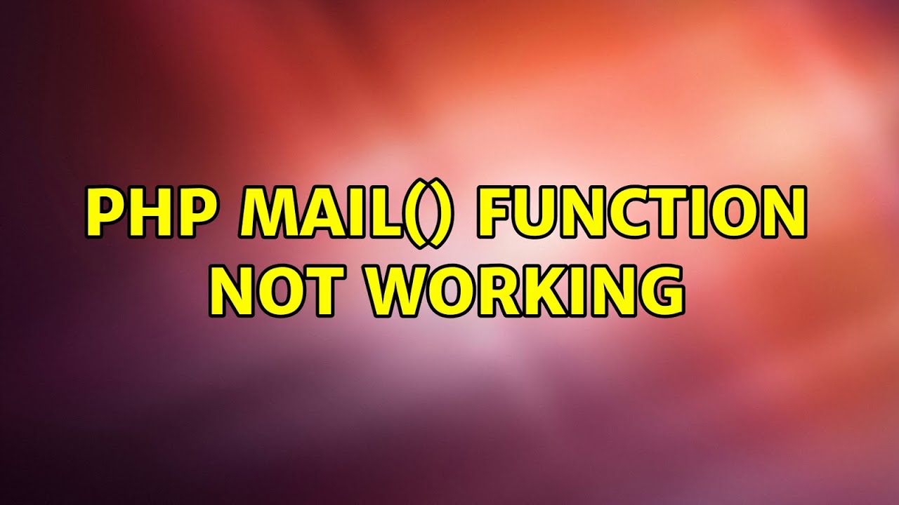 Ubuntu: PHP mail() function not working