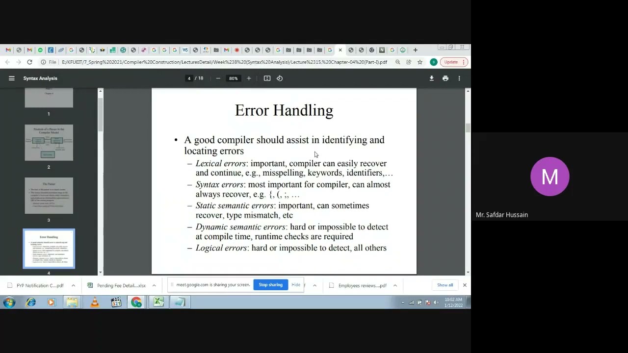 Compiler construction lecture#1 Syntax Analysis pt.3