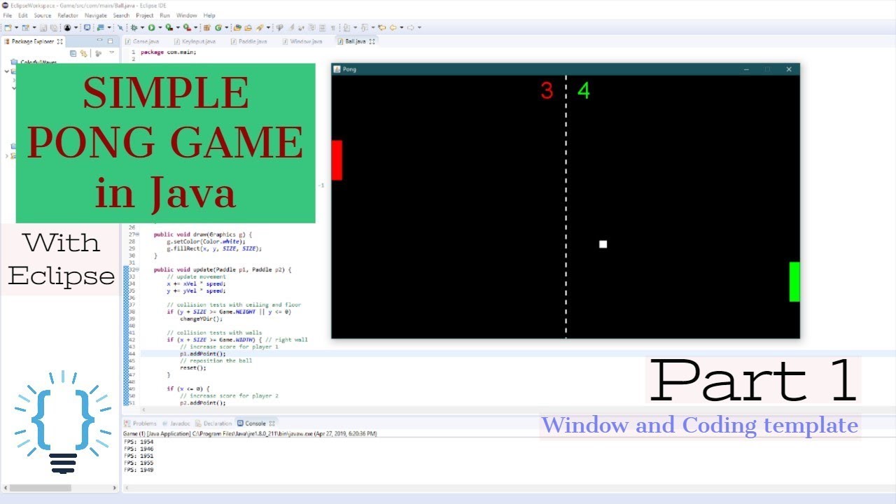 Coding a Simple Pong Game in Java with Eclipse Part 1