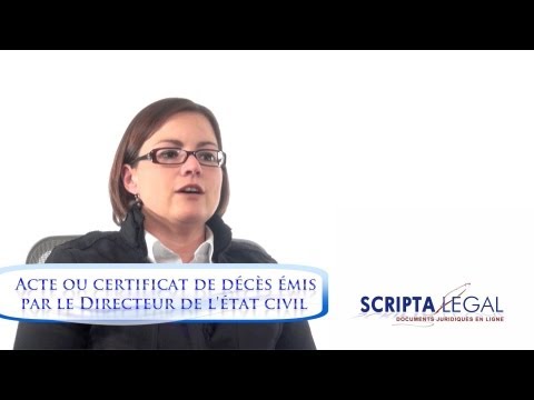L'obtention d'un acte ou certificat de décès émis par le Directeur de l'état civil