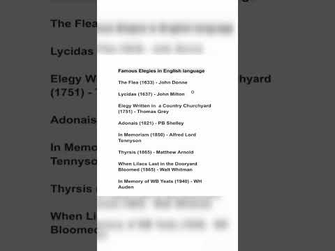 Famous Elegies in English😍 #ugcnet #tgtpgt #wbpsc #englishliterature #set #dssb #kvsnvs #gdc2024
