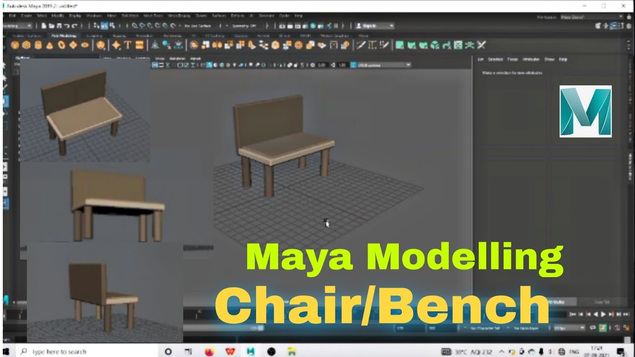 Maya Tutorial: Modeling a Chair/ Bench in Autodesk Maya | Maya Modeling tutorial for beginners