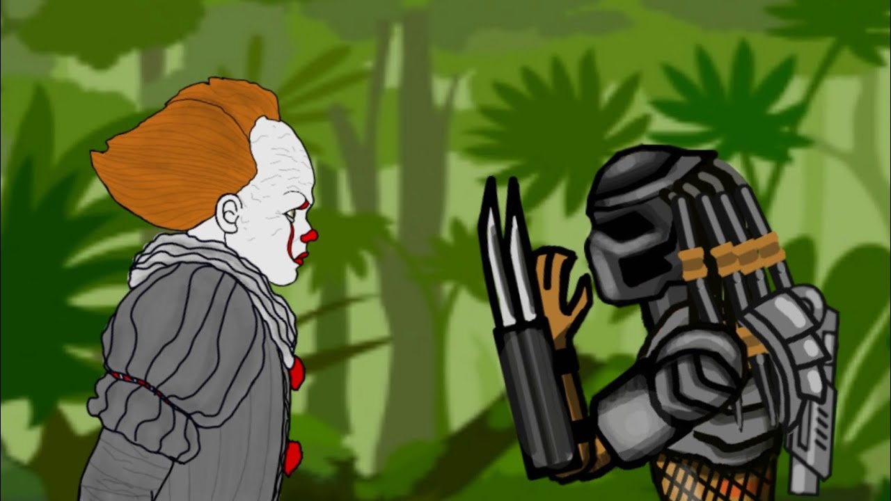 IT Pennywise Vs Predator - Drawing cartoon 2 [Dc2] (Trevor Henderson)