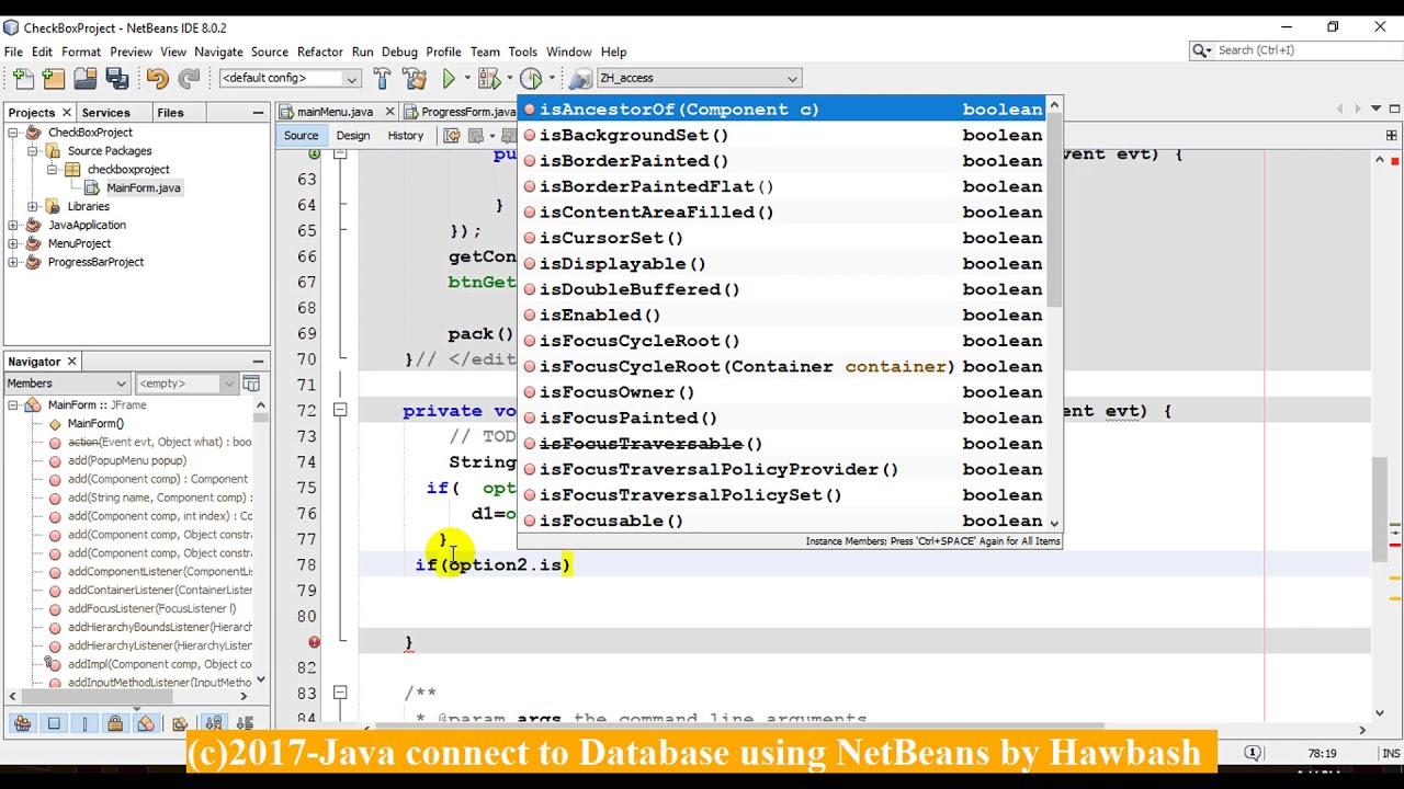 #20 Java GUI: Using  ( checkbox )in java