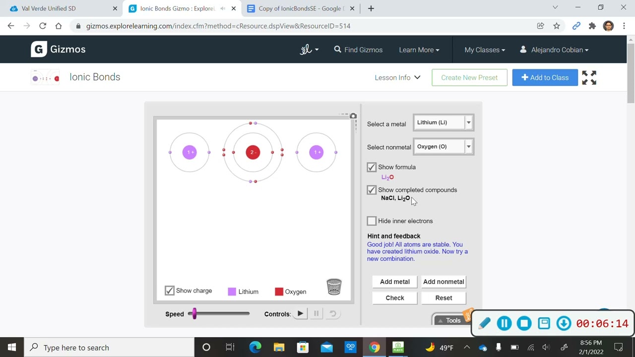 Ionic Bonds Gizmo
