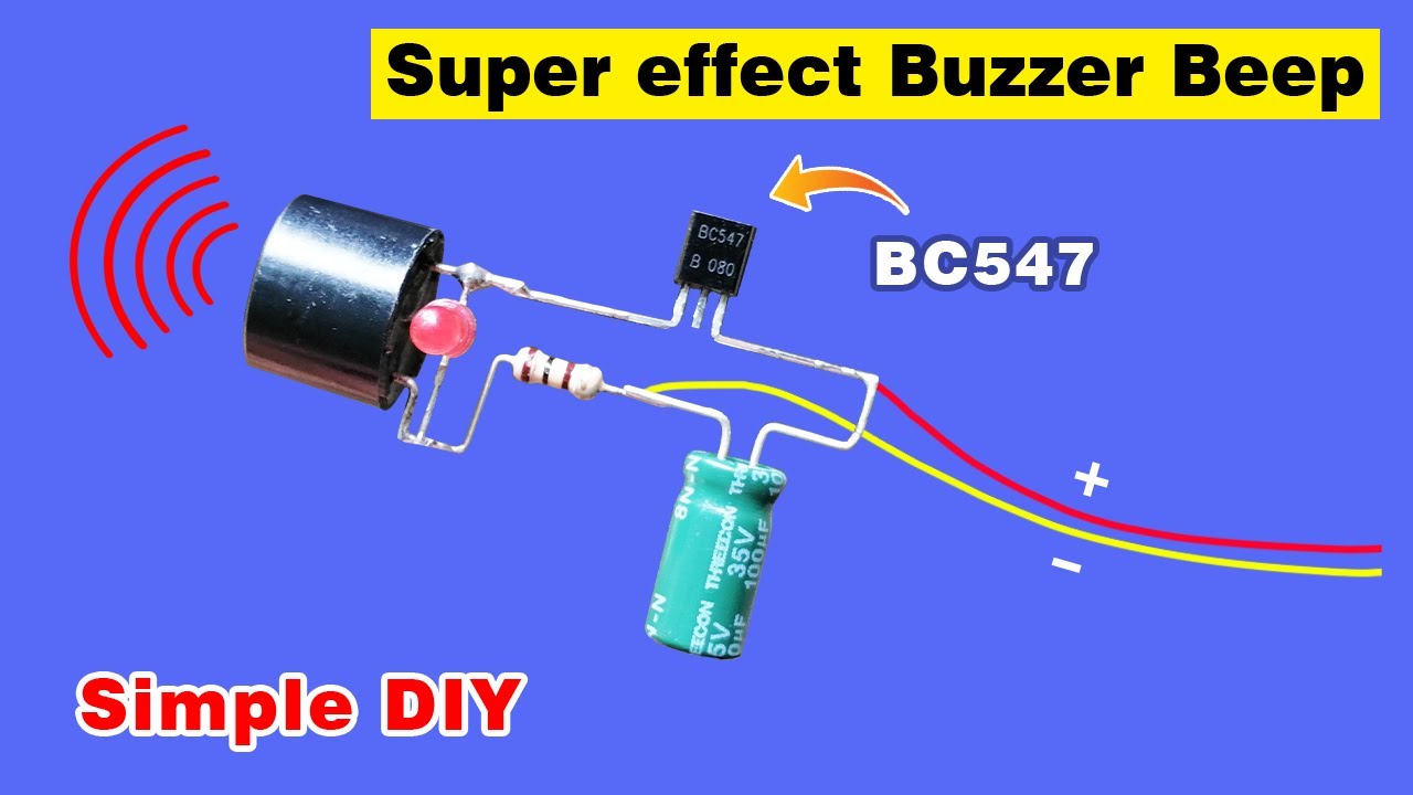 Buzzer Beep sound effect, Science project with Transistor