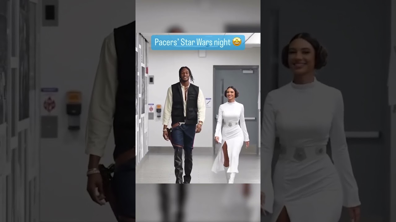 Myles Turner and his girlfriend dressed up as Han Solo and Princess Leia for Pacers Star Wars night🔥
