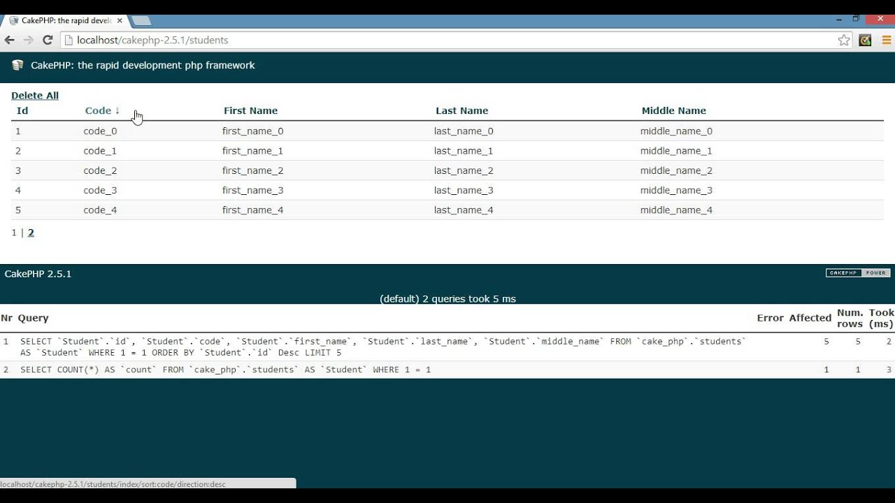 CakePhp Pagination with JQuery (Javascript)